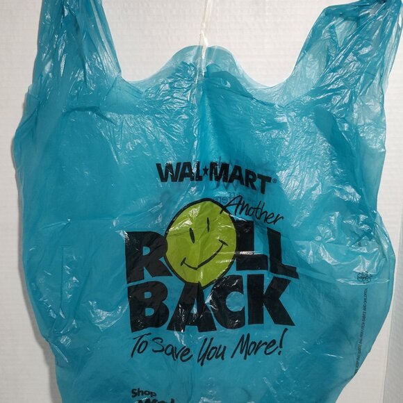 Other | Vintage Walmart Blue Plastic Bag Movie Prop Roll Back Smiley ...